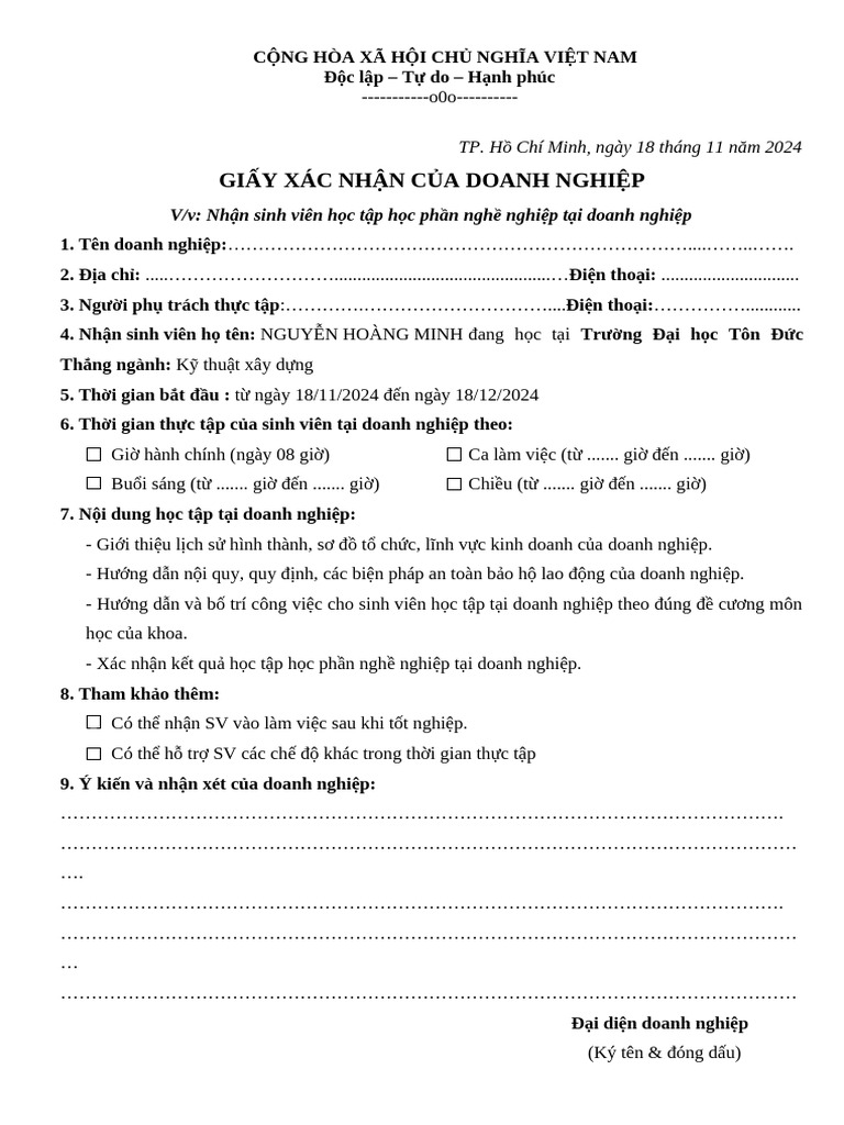 2 Mau giay xac nhan cua doanh nghiep 1 | PDF