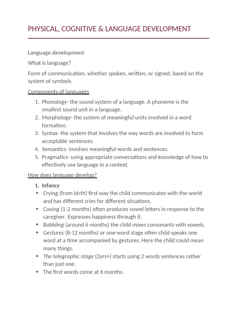 (Sem 3) Psychology Unit III | PDF | Word | Language Development