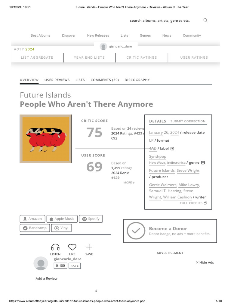 Future Islands - People Who Aren't There Anymore - Reviews - Album of ...