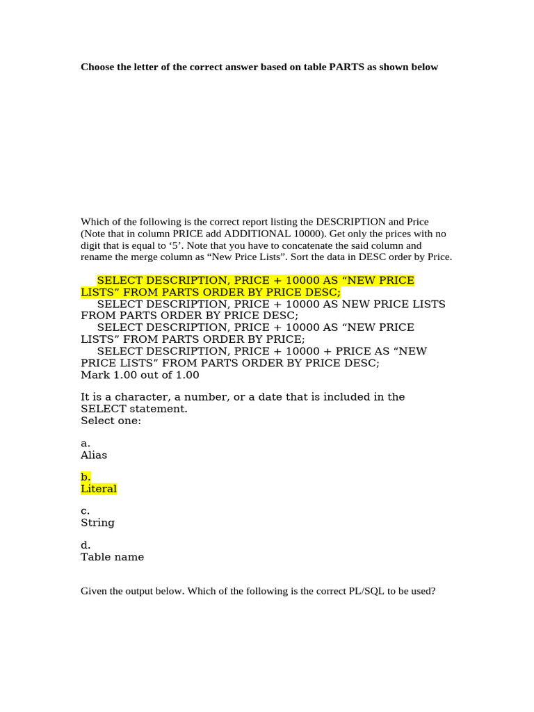 dbms 1 midterm lab exam 40-50 | PDF | Sql | Computer Programming