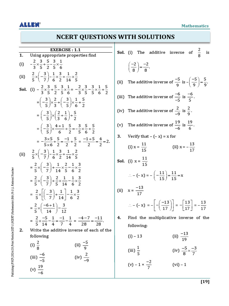 Rational Numbers | PDF | Multiplication | Numbers