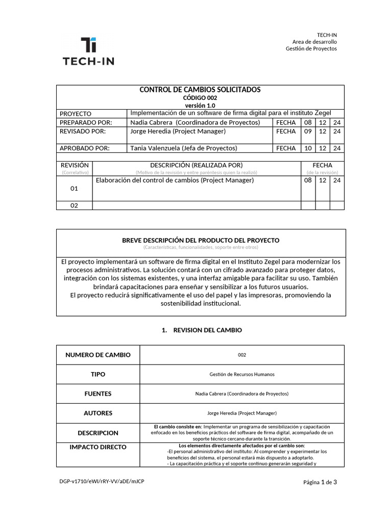 Control de Cambios: Software de Firma Digital | PDF | Software ...