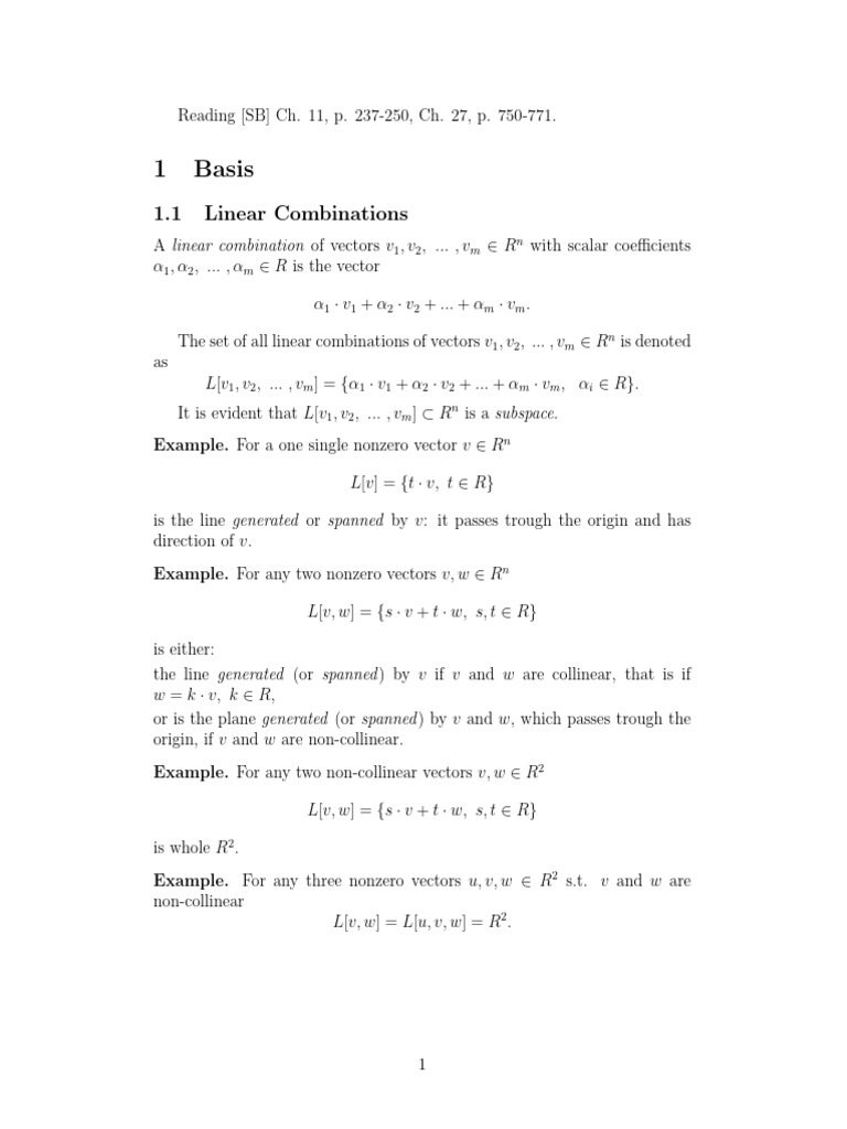 basis | PDF | Basis (Linear Algebra) | Linear Subspace