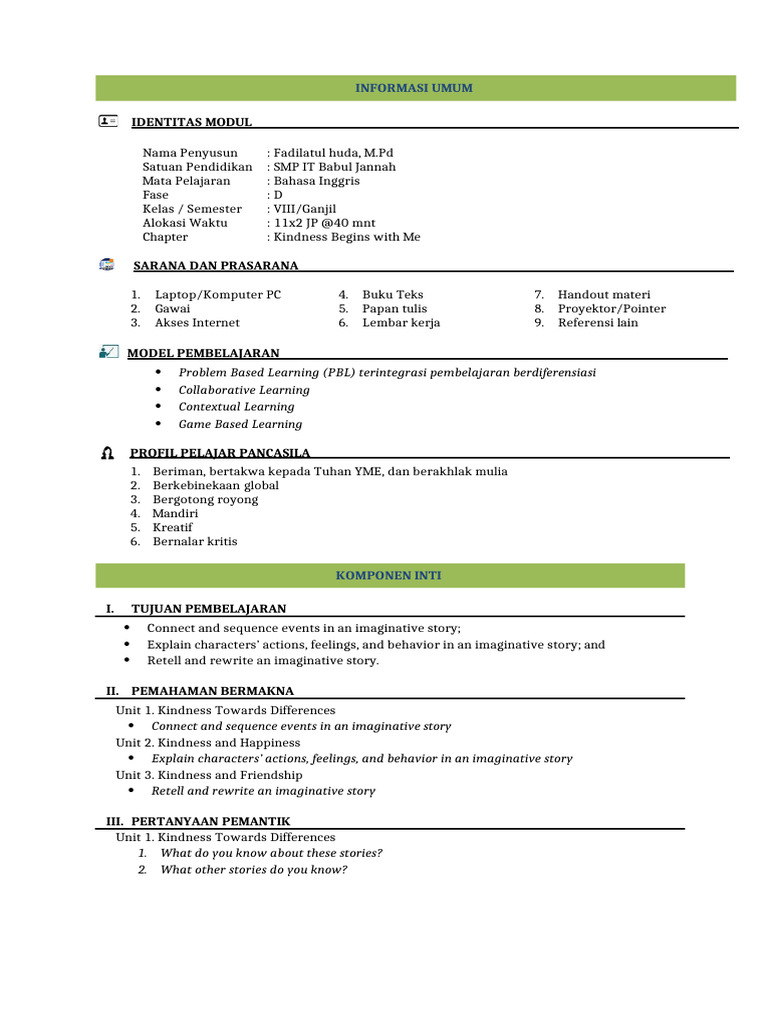 Modul Ajar Kelas 8 Chapter 2 Pdf