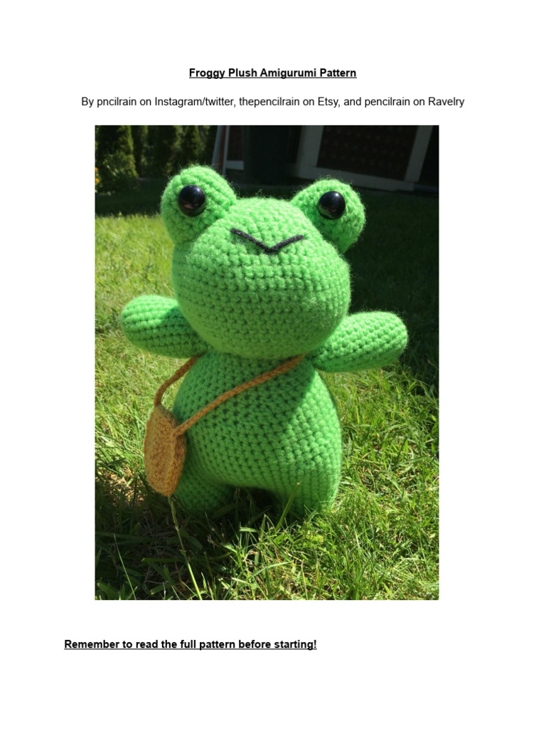 Froggy Plush FINAL Pattern | PDF | Crochet | Textiles