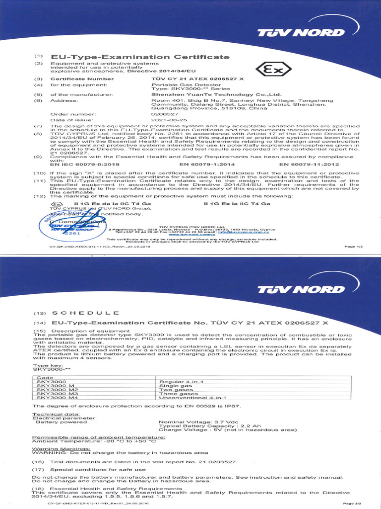 ATEX-for Model SKY3000-X | PDF