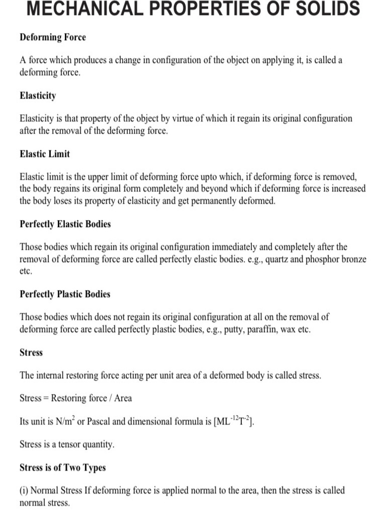 Mechanical Properties of Solids | PDF