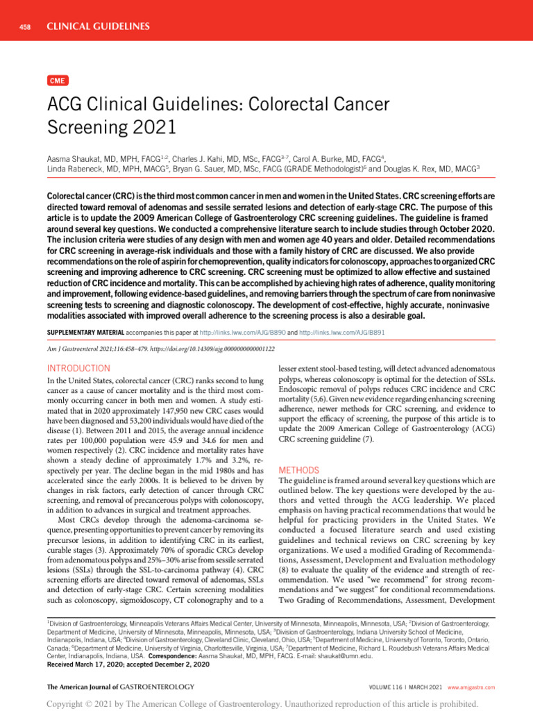 acg_clinical_guidelines__colorectal_cancer.14 | PDF | Colorectal Cancer | Colonoscopy