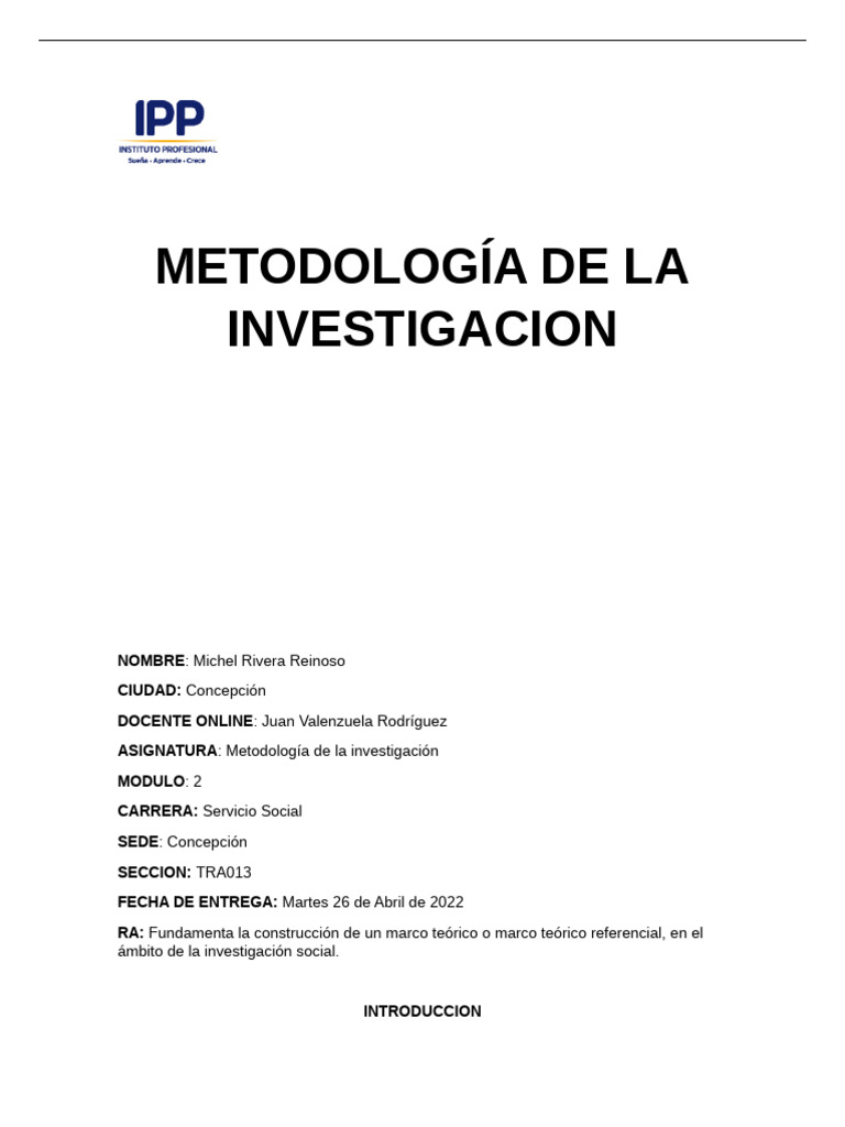 Michel Rivera TIM2 Metodolog A de La Investigacion | PDF | Teoría | Paradigma