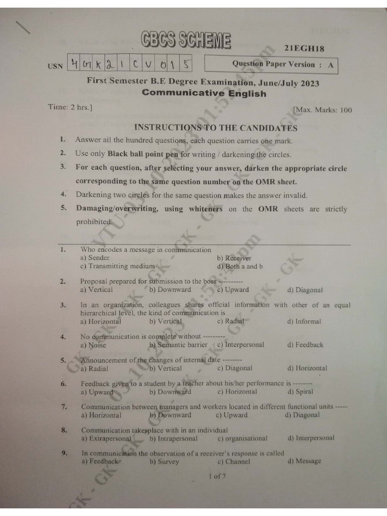 Model Question Paper | PDF