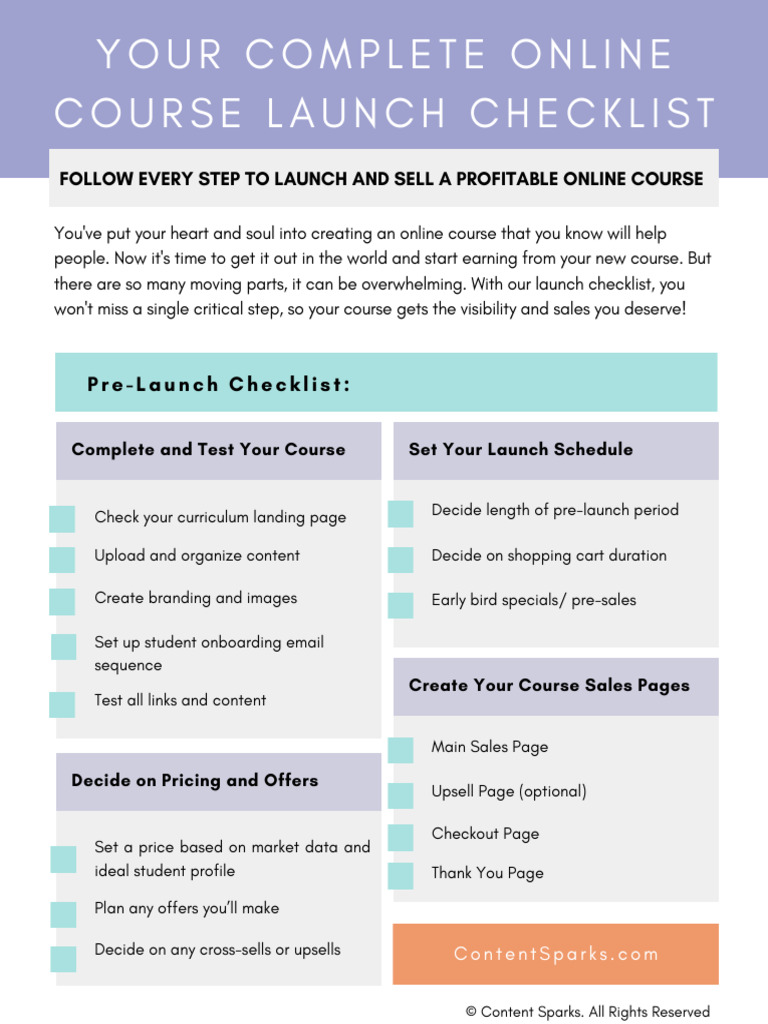 Online Course Launch Checklist Guide | PDF