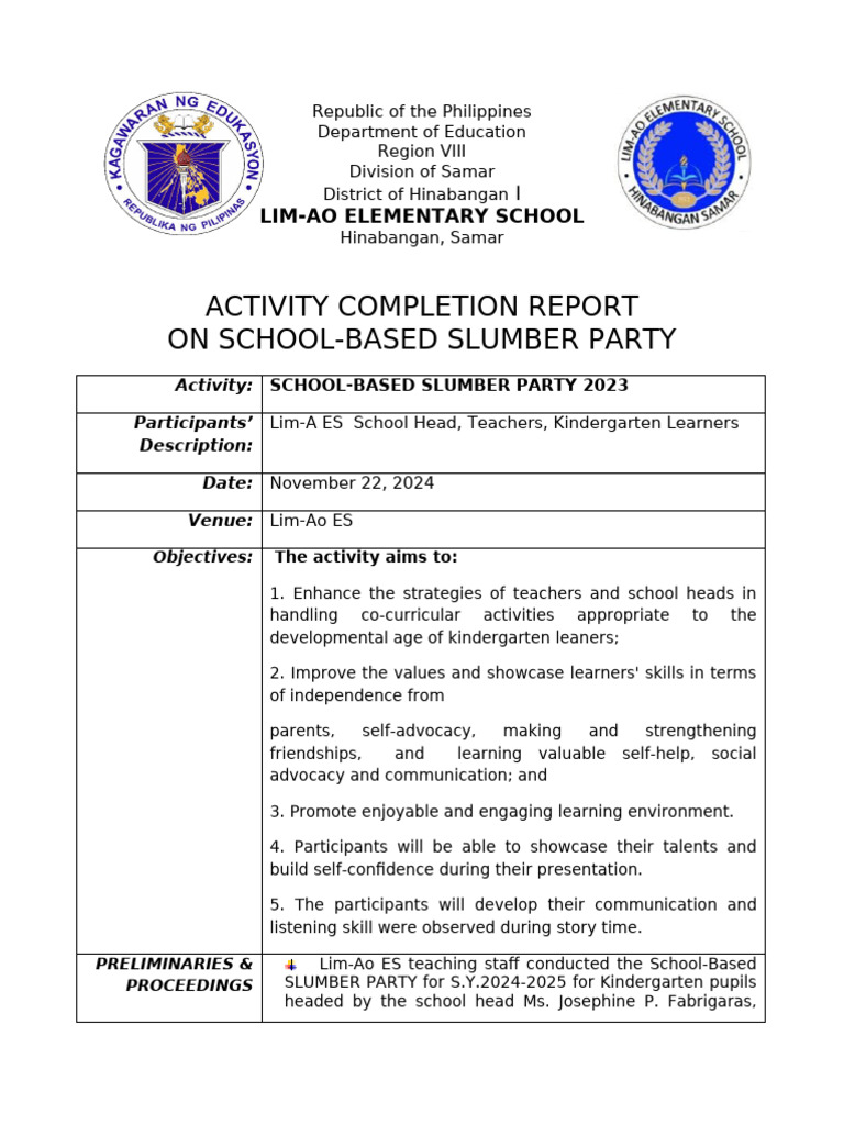 ACR SLUMBER 2024 | PDF | Teachers | Learning