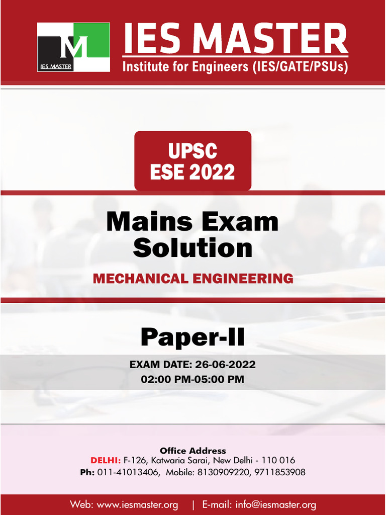 Mechanical Engineering Paper 02 Detailed Solution | PDF | Gear | Belt ...