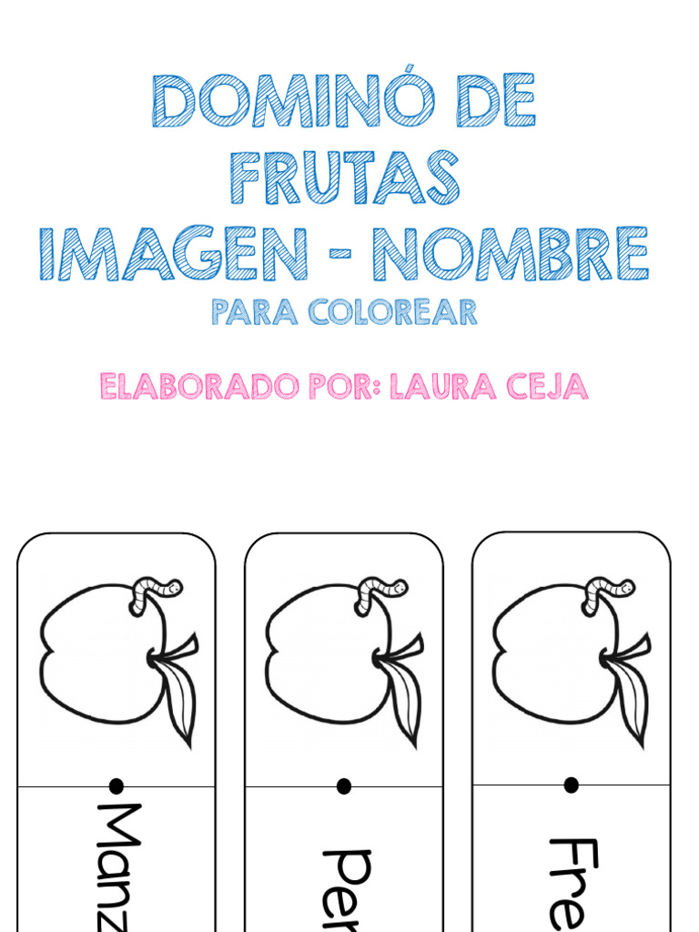 Dominó de Frutas para Colorear PDF | PDF