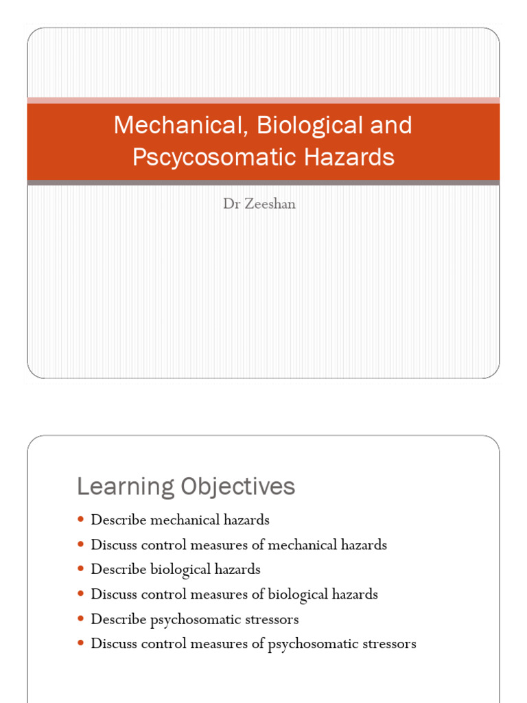 Mechanical, Biological and Psycomatic Hazards | PDF | Hazards | Pathogen