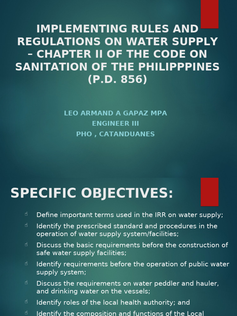 Water Supply Regulations in the Philippines | PDF | Drinking Water ...