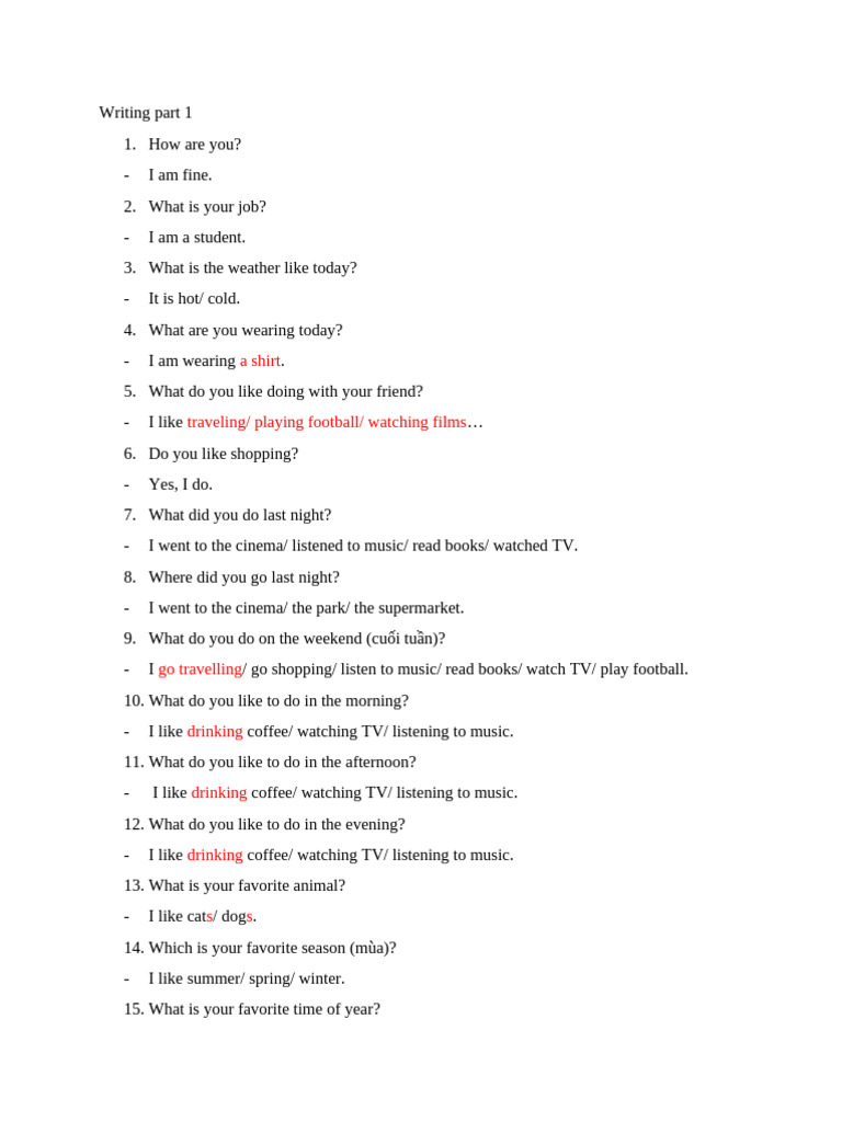 Writing part 1 | PDF