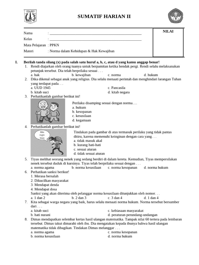 PPKN-SUMATIF HARIAN II | PDF