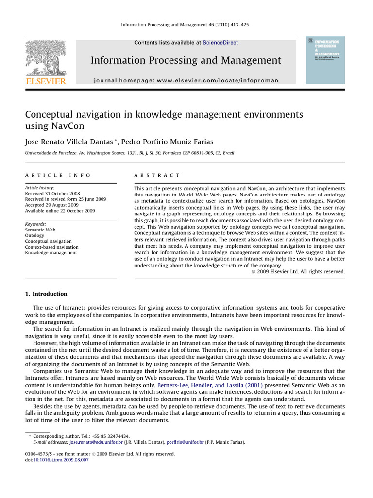 Conceptual navigation in knowledge management environments using NavCon | PDF | Tag (Metadata ...