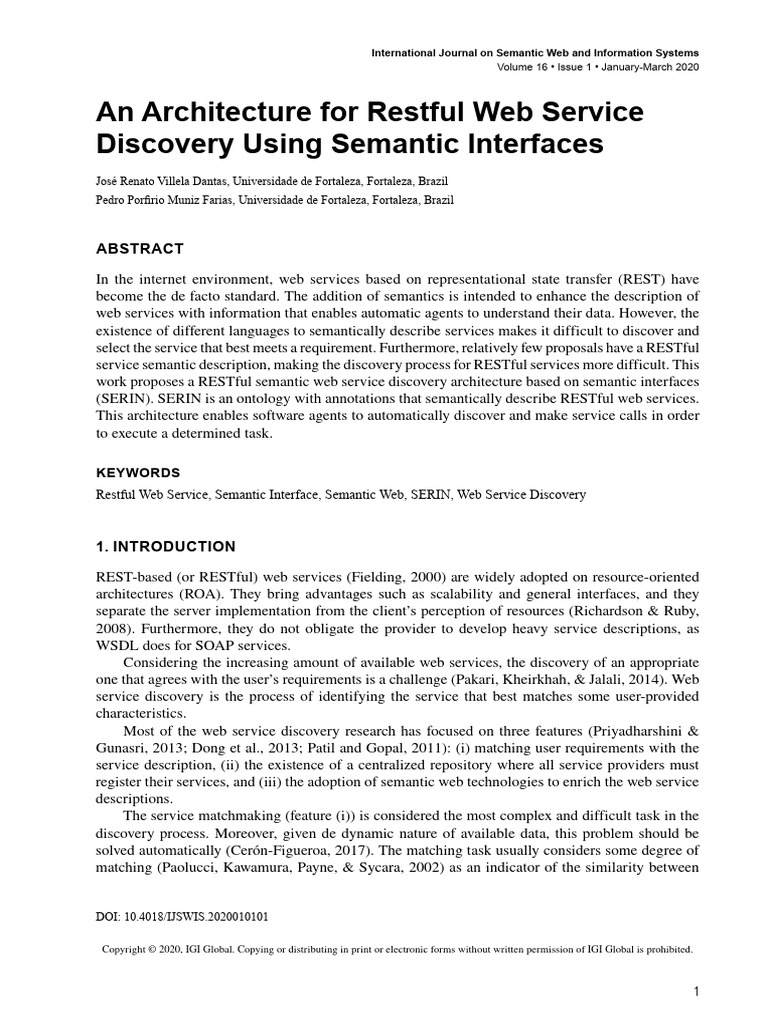 An Architecture For Restful Web Service Discovery Using Semantic Interfaces Pdf Web Service