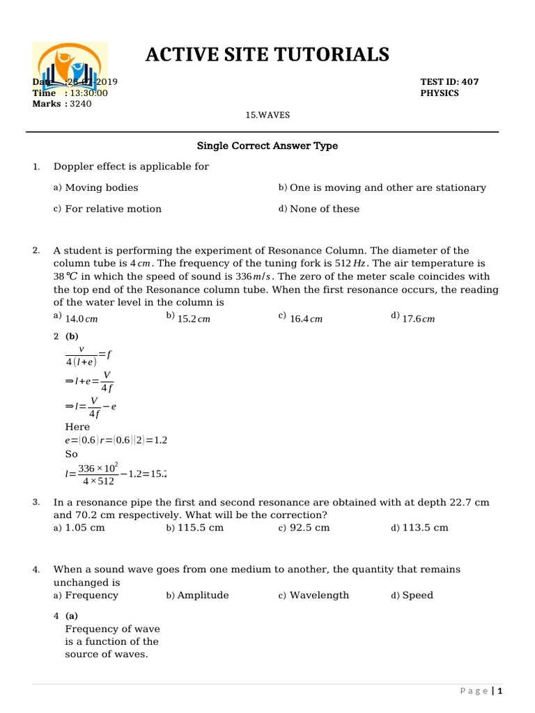 B.1 Waves-1 | PDF | Waves | Frequency