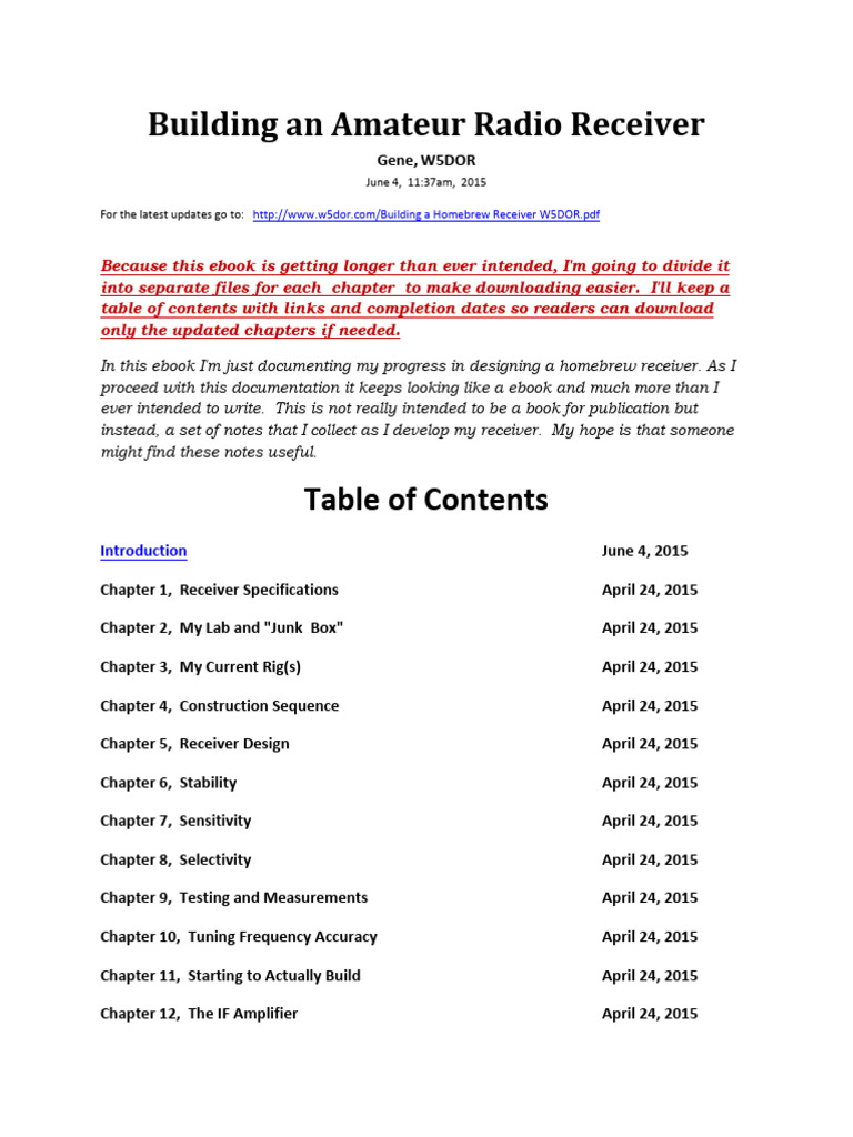 Building A Homebrew Receiver W5DOR | PDF | Detector (Radio) | Amplifier