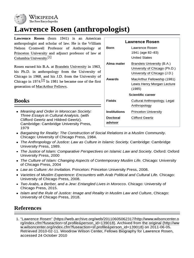 Lawrence Rosen (Anthropologist) | PDF