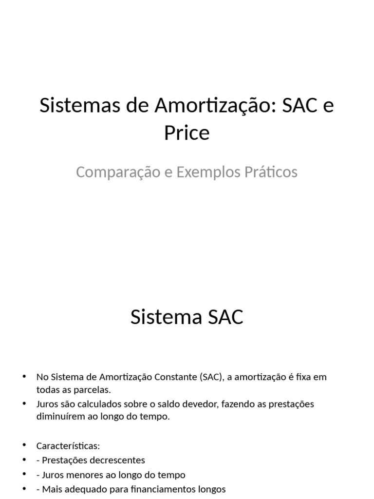 SAC vs Price: Comparação de Amortização | PDF