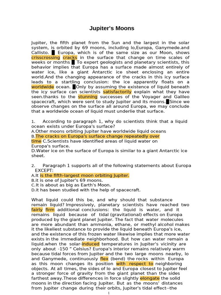 343. Jupiter's Moons | PDF | Europa (Moon) | Jupiter