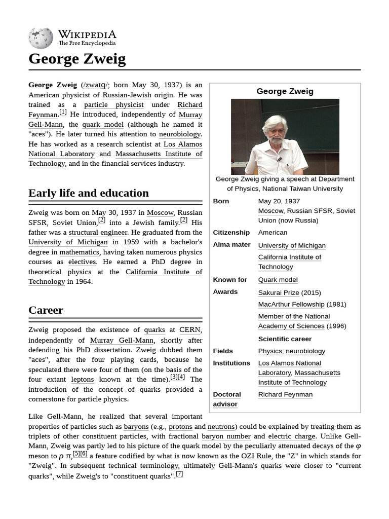 George_Zweig | PDF | Particle Physics | Quantum Field Theory