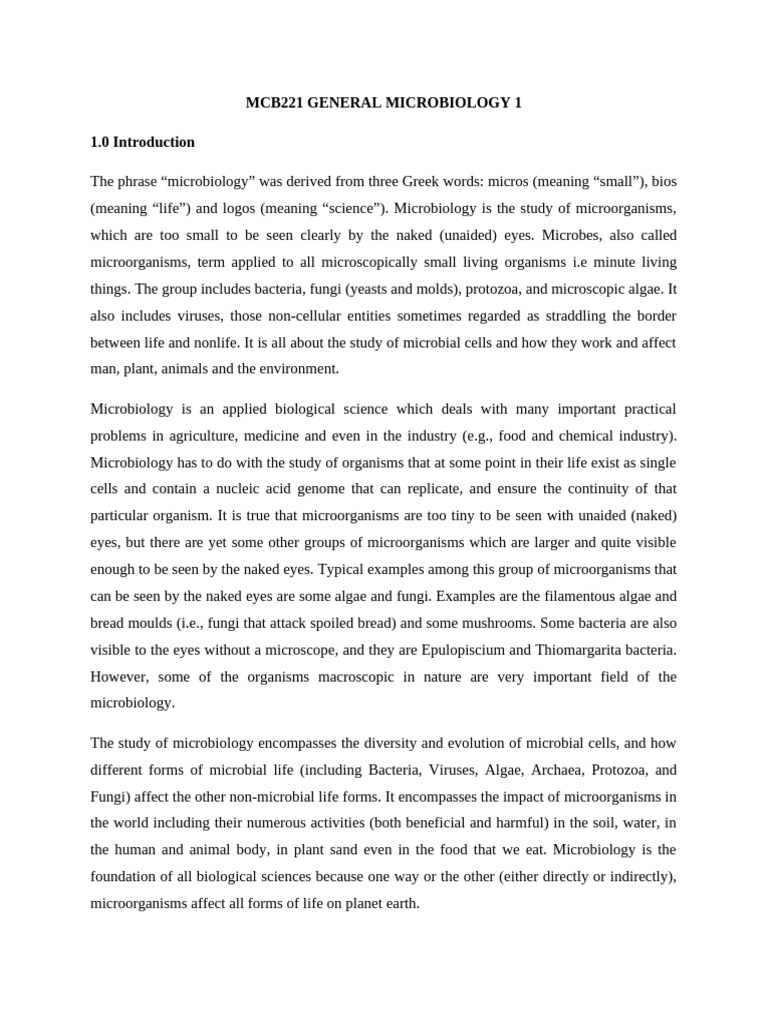 Introduction to General Microbiology | PDF | Microbiology | Microorganism