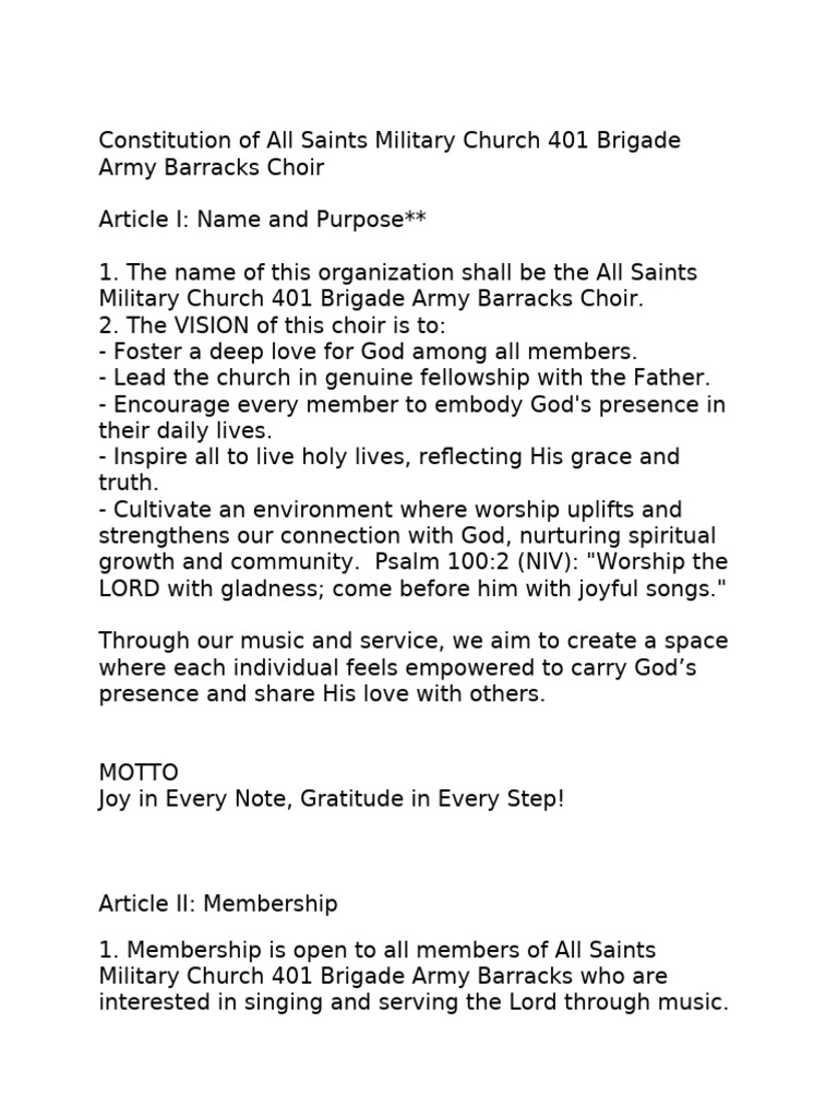 Constitution of All Saints Military Church 401 Brigade Army Barracks ...