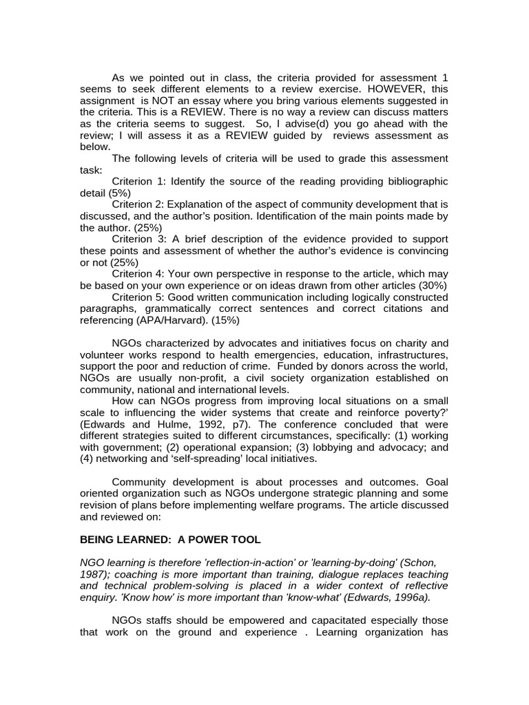 NGO Learning for Community Development | PDF | Non Governmental ...