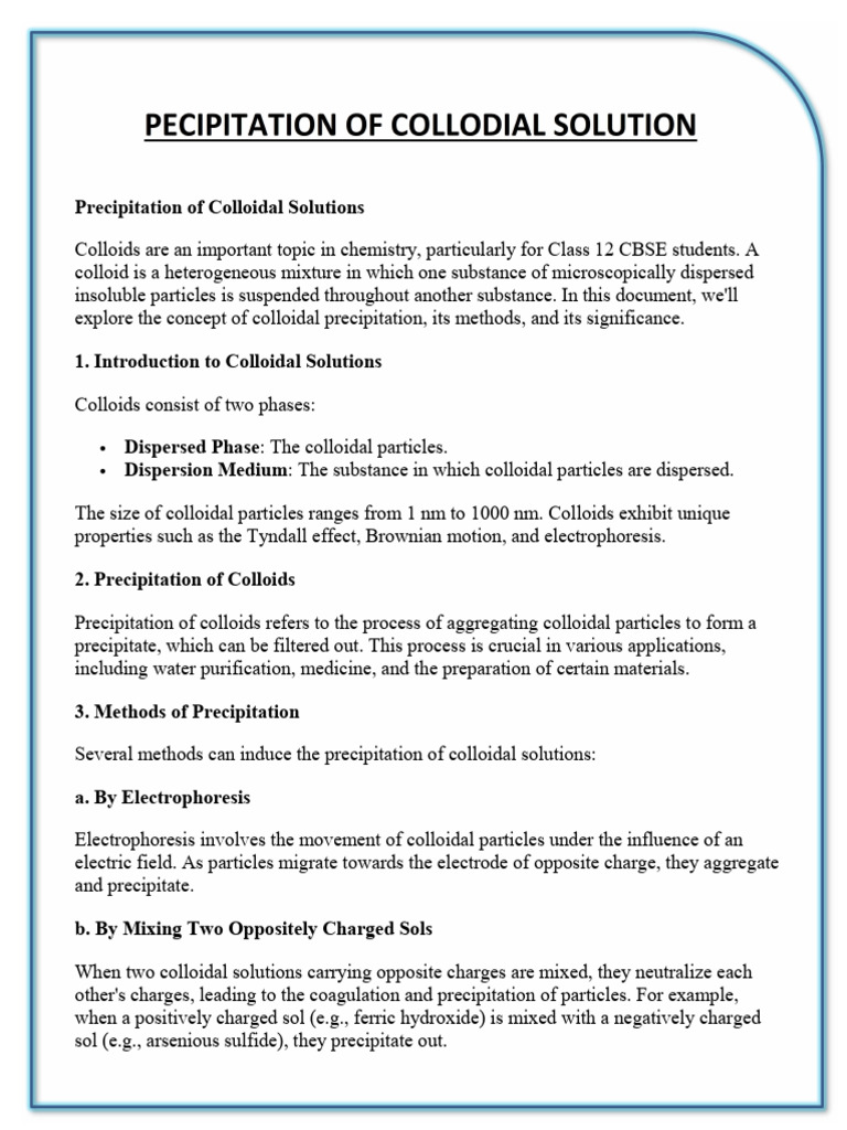 Precipitation of Collodial Solution | PDF