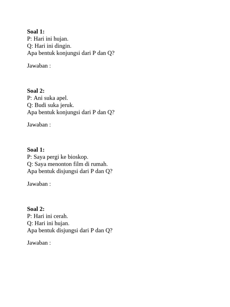Soal Latihan Logika Informatika | PDF