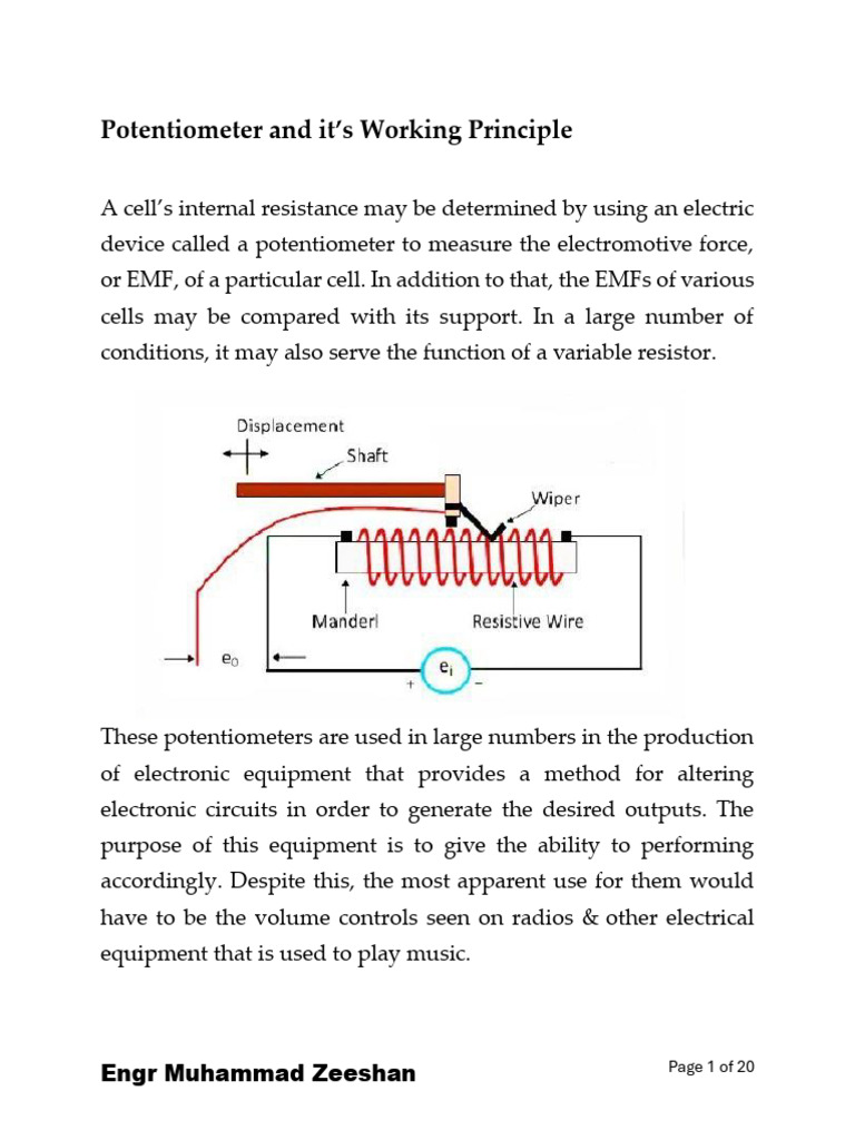 Potentiometer and It's Working Principle | PDF | Resistor | Electrical ...