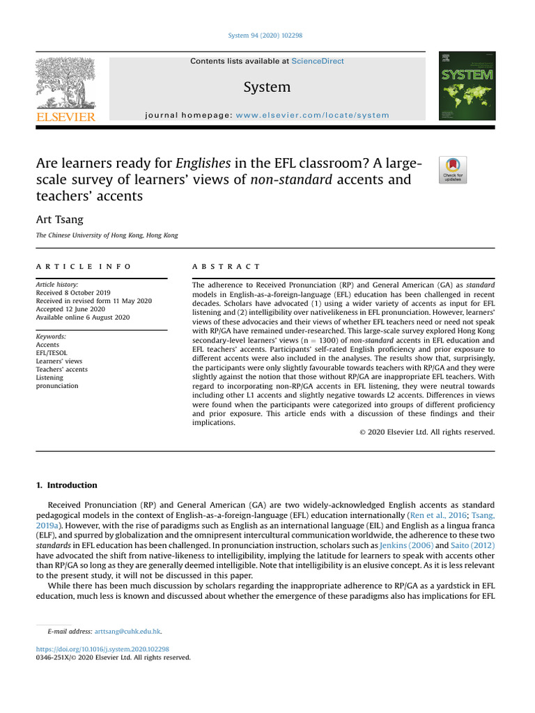 Learners' Views on EFL Accents Survey | PDF | English As A Second Or ...