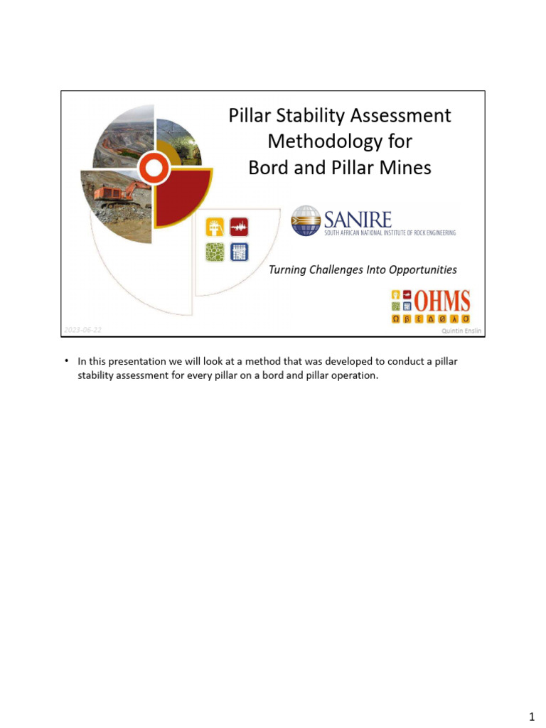 Pillar Stability Assessment Methodology For Bord and Pillar Mines ...