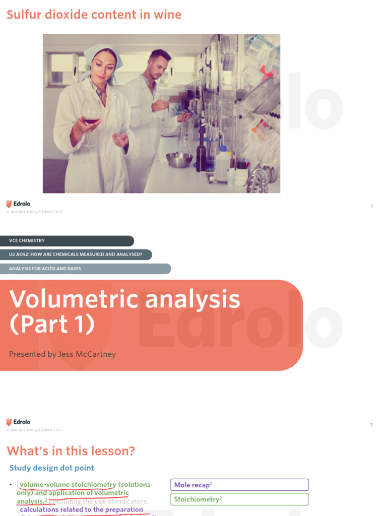 Study Notes - Volumetric Analysis Part 1 - Edrolo | PDF | Mole (Unit ...