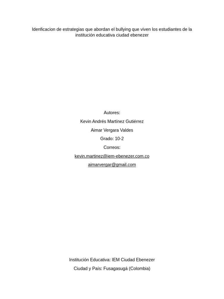 Proyecto Bullying | PDF | Agresión | Psicología Social