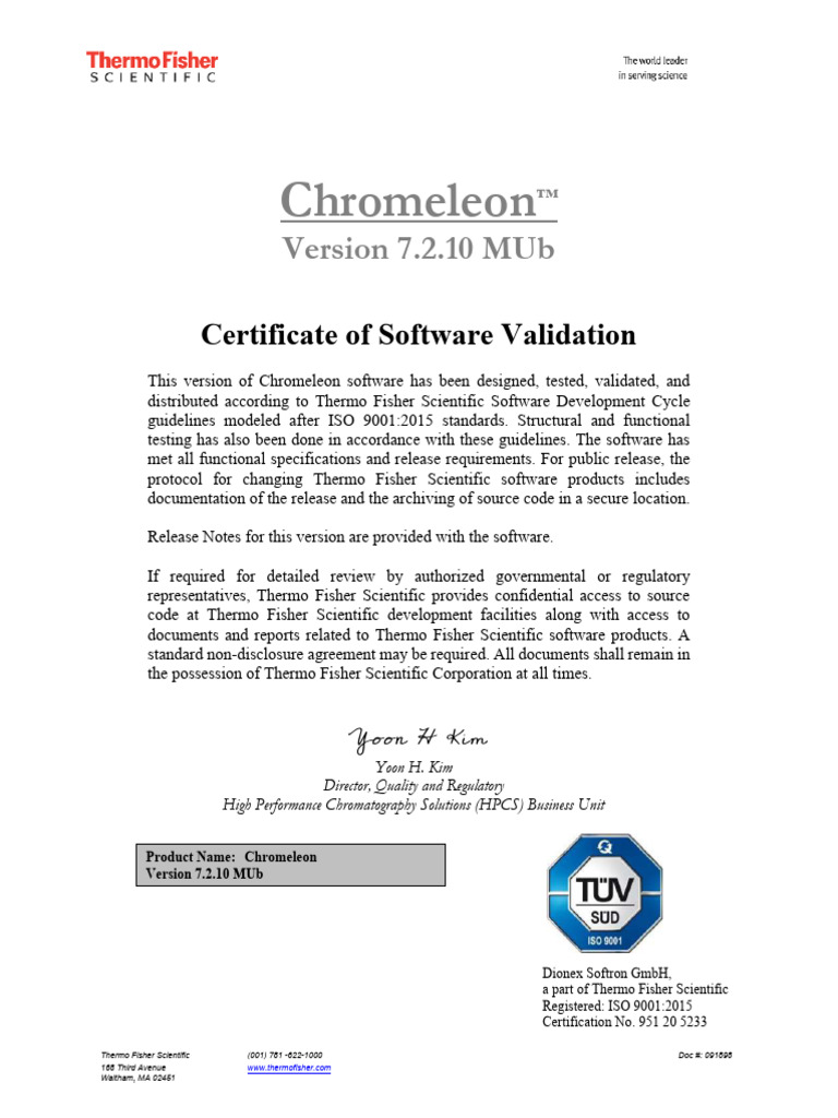 Chromeleon 7.2.10 MUb Certificate-of-Validation | PDF