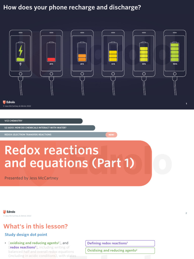 Study Notes - 11A Redox Reactions and Equations Part 1 - Edrolo | PDF ...