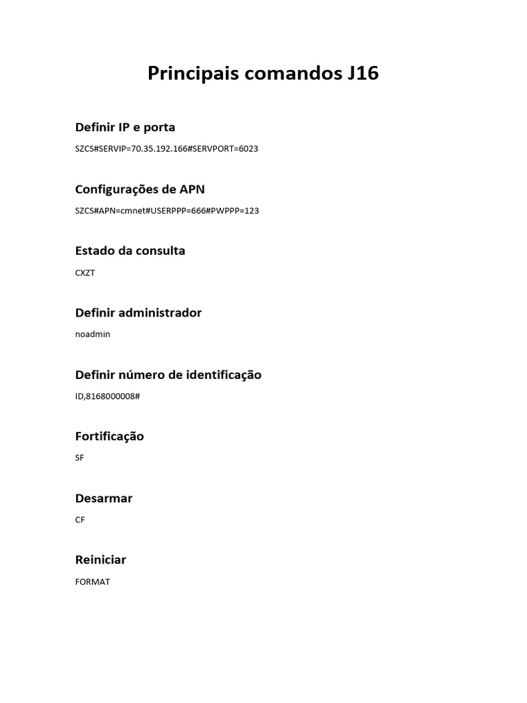 Principais Comandos J16 | PDF