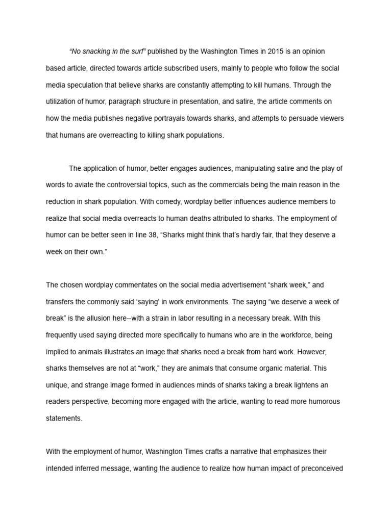 No Snacking in The Surf - Analysis | PDF | Humour | Social Media