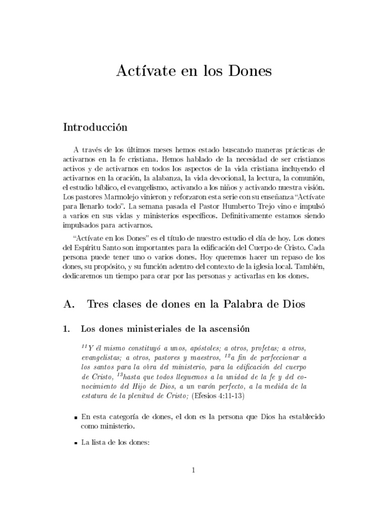 Actívate en los Dones | PDF | Cristo (título) | espíritu Santo