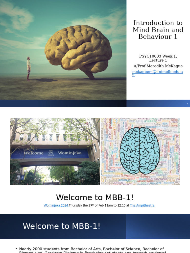 Introduction to MBB-1_Week 1_Lecture 1_2024 | PDF | Mind | Cognition