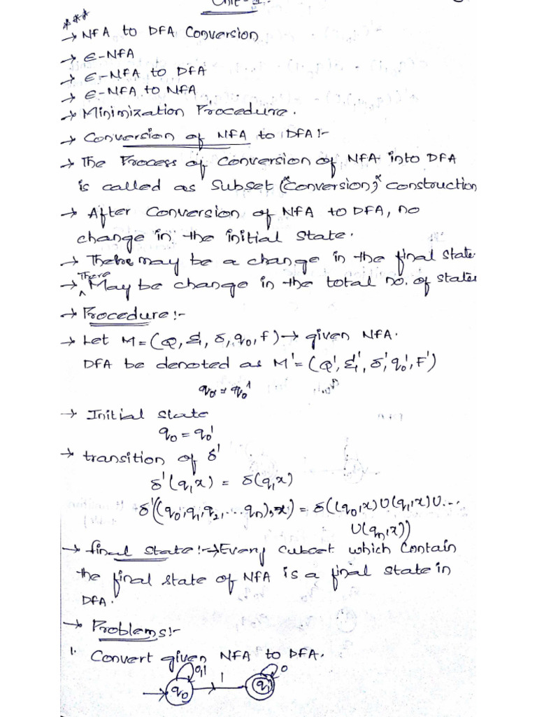 ACD - UNIT1 - NFA To DFA Conversion | PDF