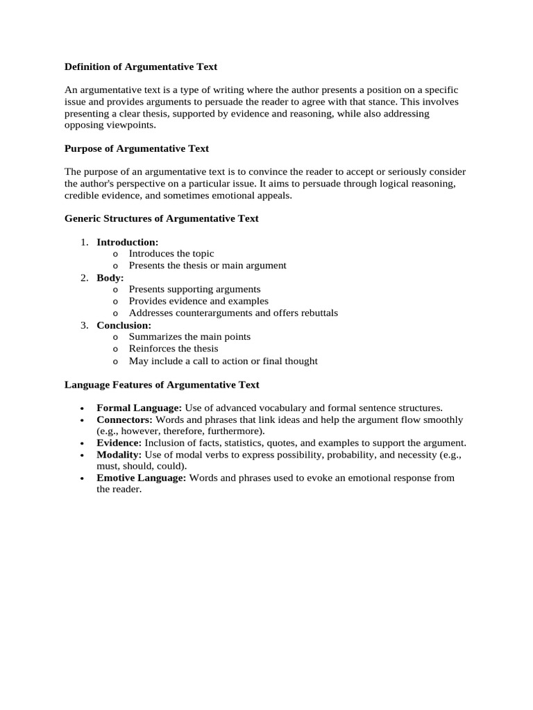 Argumentative Text | PDF