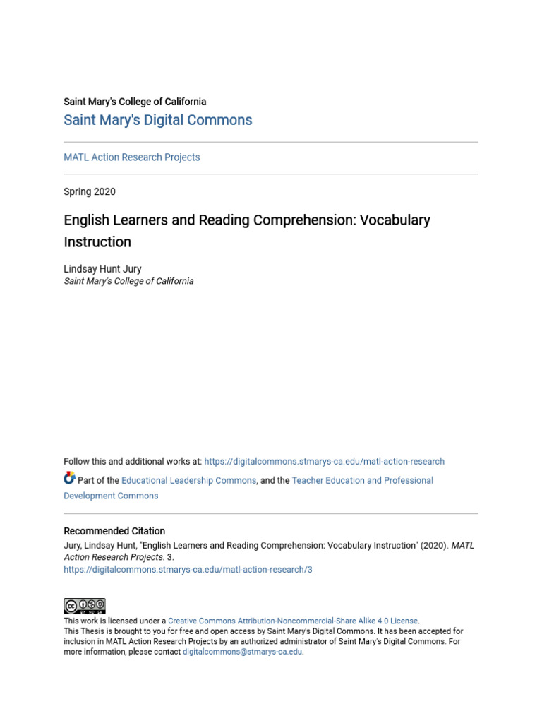 English Learners and Reading Comprehension - Vocabulary Instructio ...