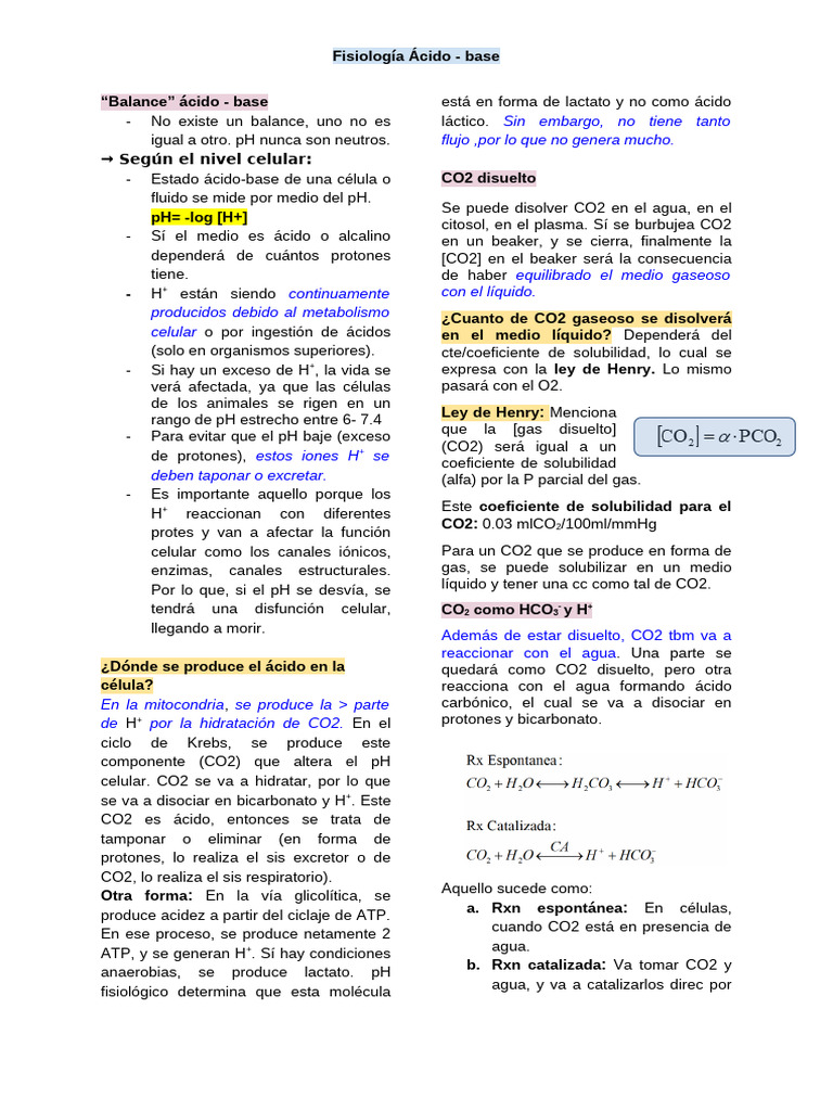 C1_ Fisiologia Acido- Base | PDF | Solución tampón | Ácido